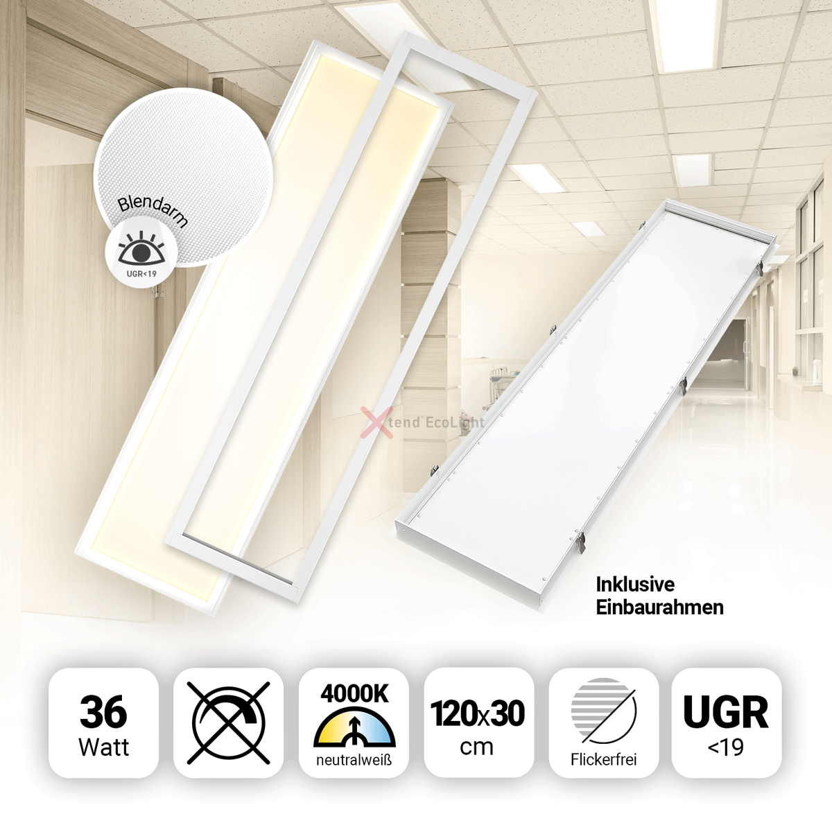 Led Panel 120x30 Mit Aufbaurahmen