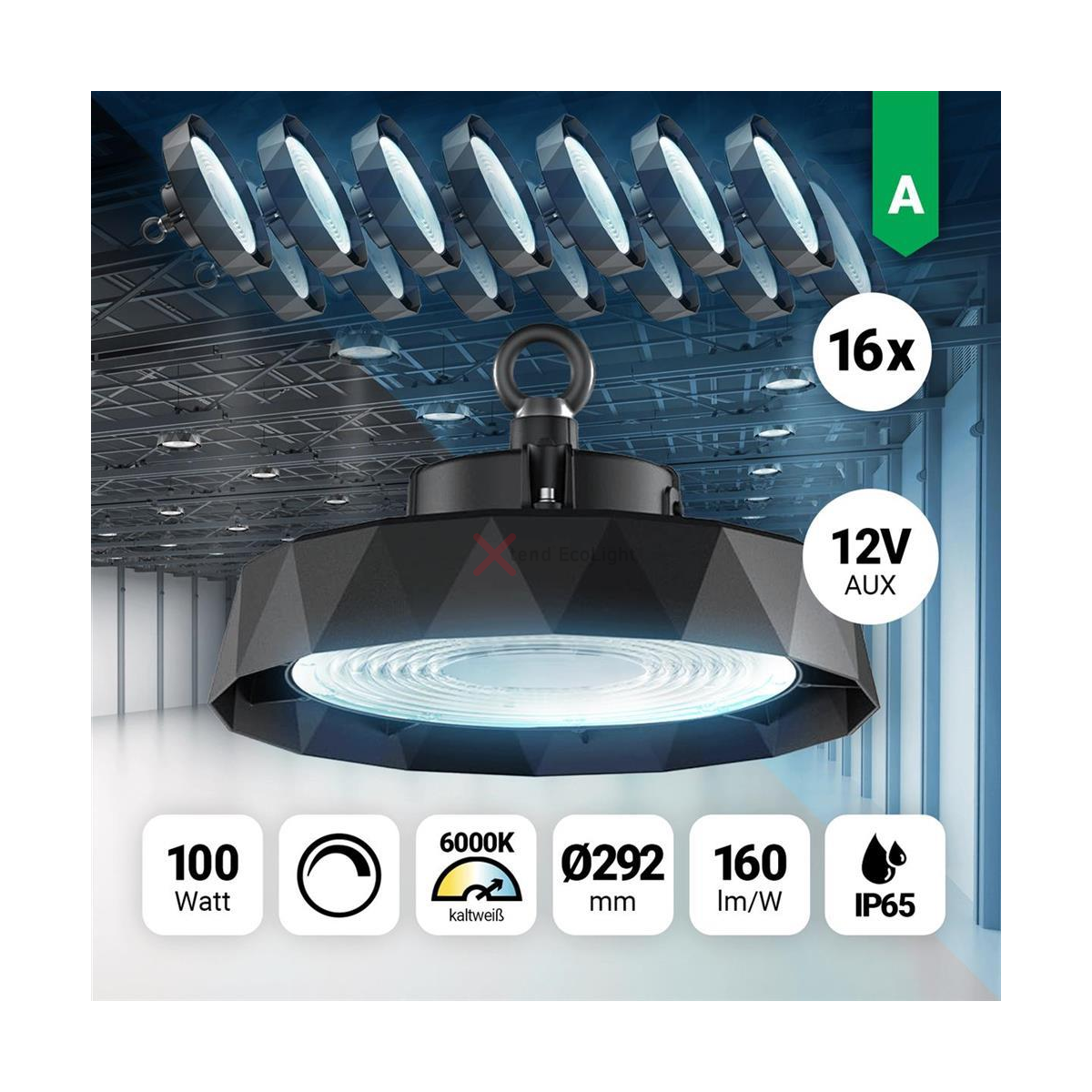 LED Hallenstrahler Sensor 100W Kaltweiß 6000K💡dimmbar Xtend, 728,99
